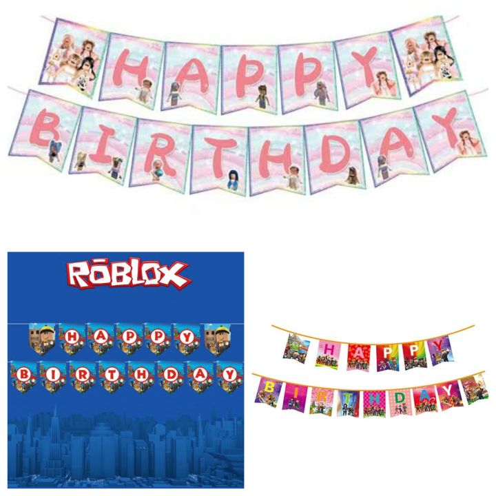 1pc HBD Banner Roblox theme party | Happy birthday banner roblox theme ...