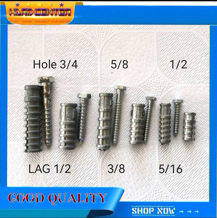 Expansion Bolt with Lag Screw Size 3/4, 5/8, 1/2 with lag 2inch 1Set ...
