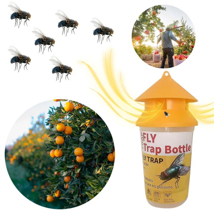 Fly Trap Bottles Hanging Non-Toxic Fly Trap & Fly Catcher Bottle Pest ...