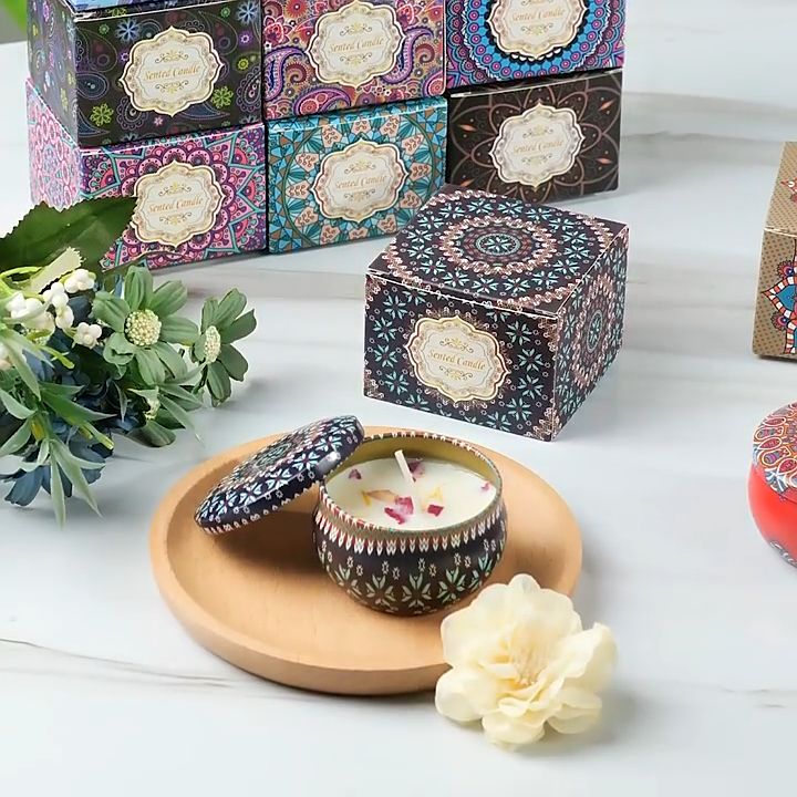 🔥Come with Gift Box🔥Soy Wax Dried Flower Scented Candle Wedding Gift ...