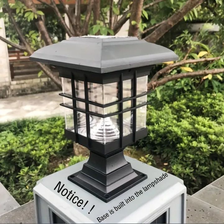 1 Pack Black Solar Columnar Plug-In Large Square Lamp 3Led Outdoor ...
