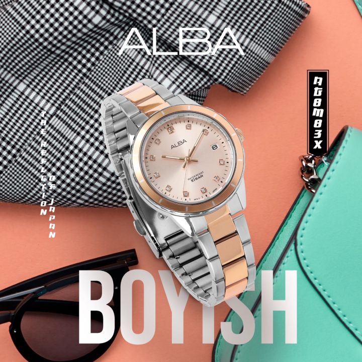 ALBA นาฬิกาข้อมือผู้หญิง Boyish Quartz รุ่น AG8M83X ขนาด 34 mm ...