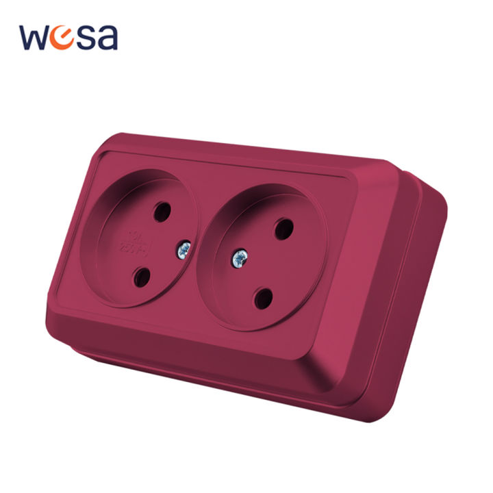 Red Plugs Socket Flame Retardant Paint Plastic Classic Wall Mounted ...