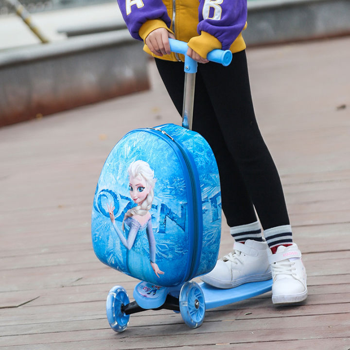 Princess Elsa Kids Luggage Scooter Creative Aisha Trolley Case Girl's ...