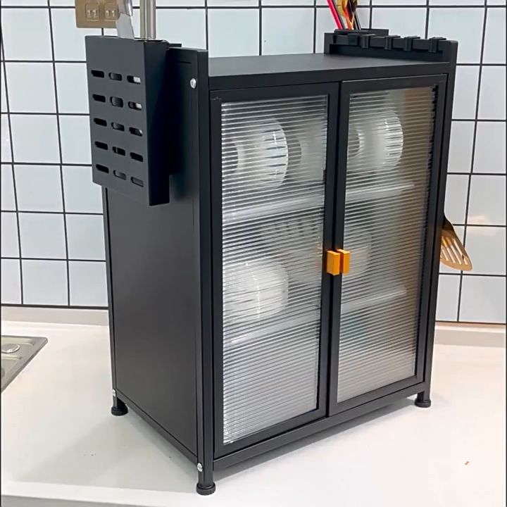 3-Tier Kitchen Dish Rack Cabinet Organizer Dustproof and Oil Resistant ...