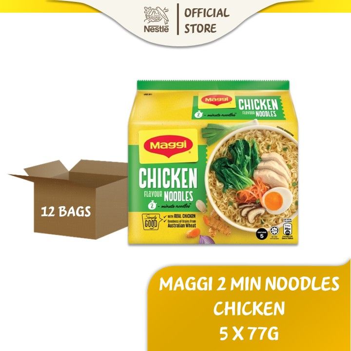[Carton] MAGGI 2-Min Chicken Noodles (5 x 77g) | Lazada Singapore