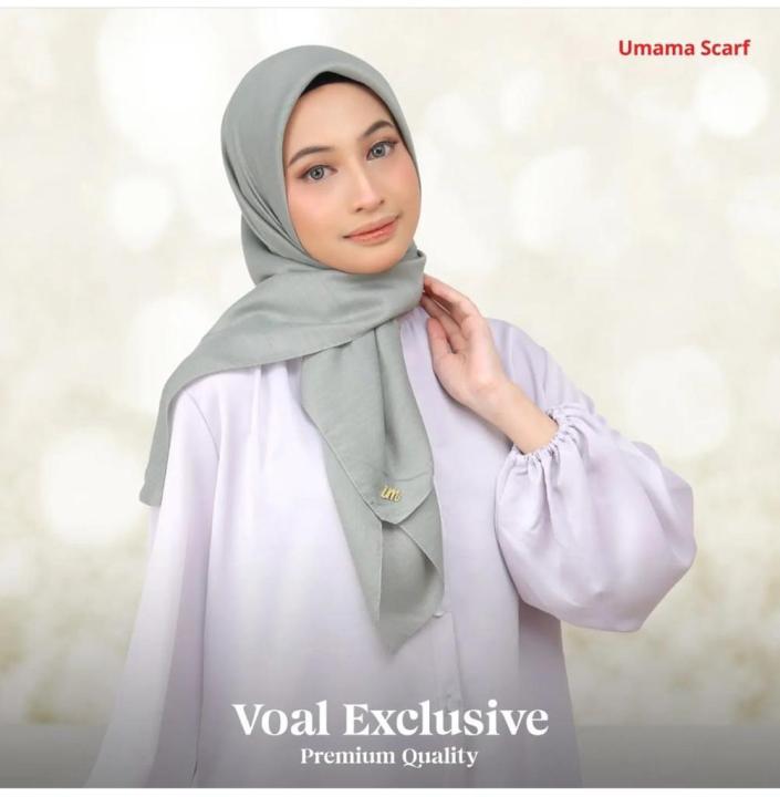 Jilbab / kerudung segiempat polos voal exclusive metal logo hijab umama ...