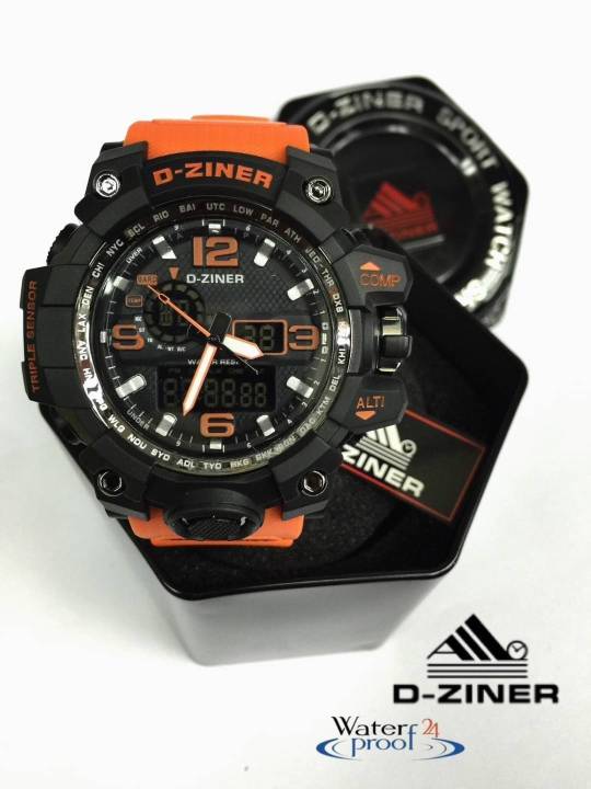 นาฬิกาแบรนด์ Dziner รุ่นสองระบบ งานแท้กันน้ำ ตั้งปลุก จับเวลา มีไฟ LED ...