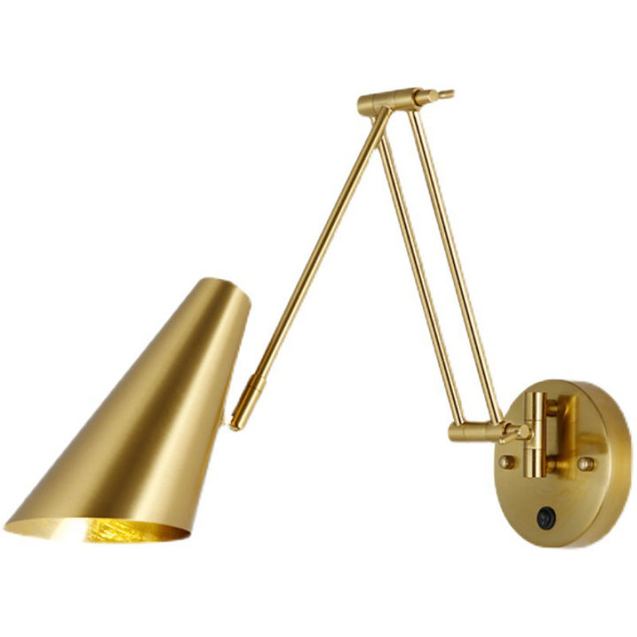 Adjustable LED wall lamp E27 wall light with switch golden and black ...