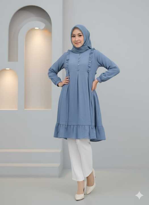 Tunik polos Rempel tali samping bahan crincle | Lazada Indonesia