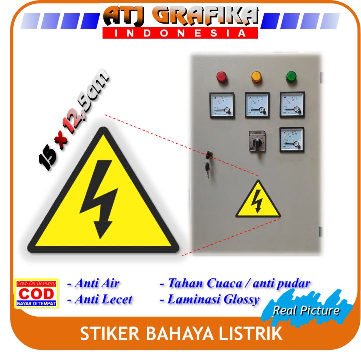 Stiker segitiga bahaya listrik arus tegangan tinggi sticker bahaya ...