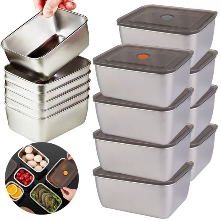 Stainless Steel Microwave Heating Lunch Box Sealed Fresh Food Storage ...
