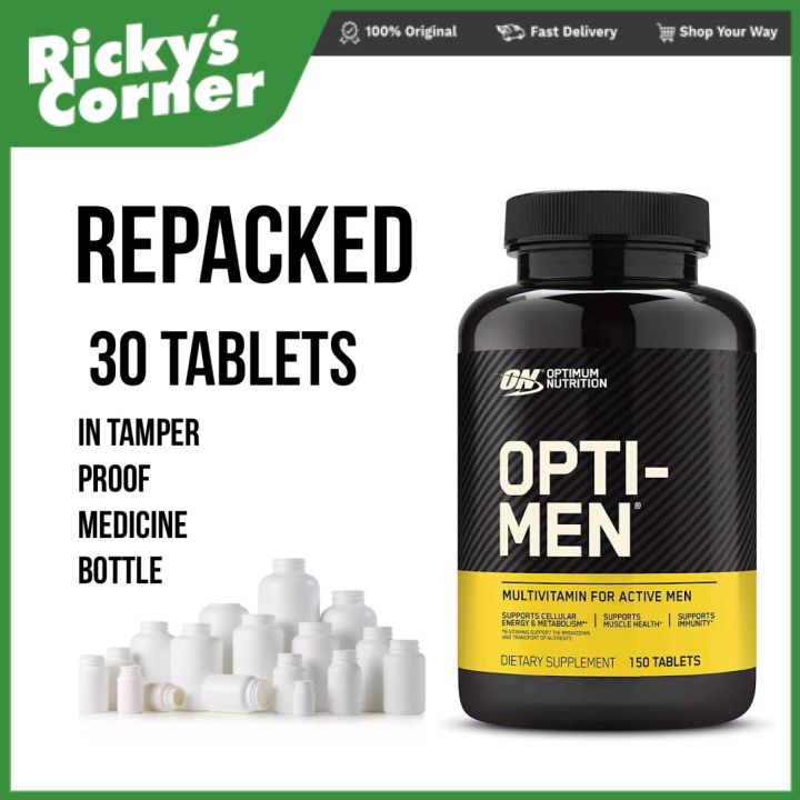 REPACKED Optimum nutrition Opti-men multivitamin for active men 30 tablets 100% AUTHENTIC ...