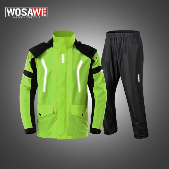 Wosawe Motorcycle Raincoat Suit Mens Rainproof Thickened Plus Sized