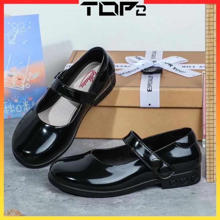 [TOP2] SHUTA Girls black shoes to school for Kids rubber light weight ...