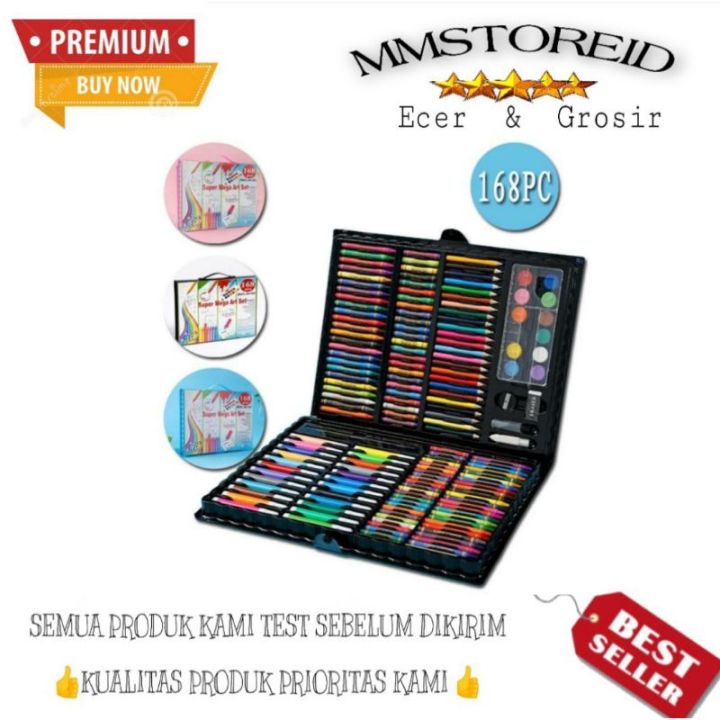 MM - Crayon Art Set Mewarnai 168 pcs Model Koper Besar Komplit Pink Dan ...