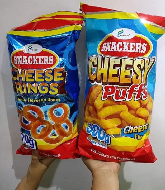 prifood snackers cheese ring 370 grams / cheesy puff 300 grams | Lazada PH