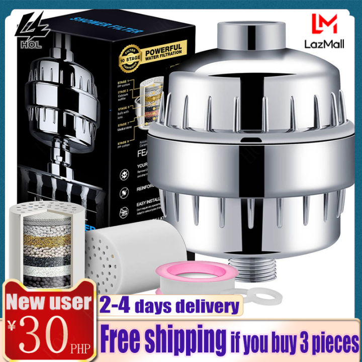 HOL 【15】Stages Shower Water Filter Remove Chlorine Heavy Metals Filtered Showers Head Soften For ...