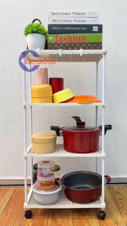 Rak dapur plastik rak susun rak serbaguna 4 layer | Lazada Indonesia