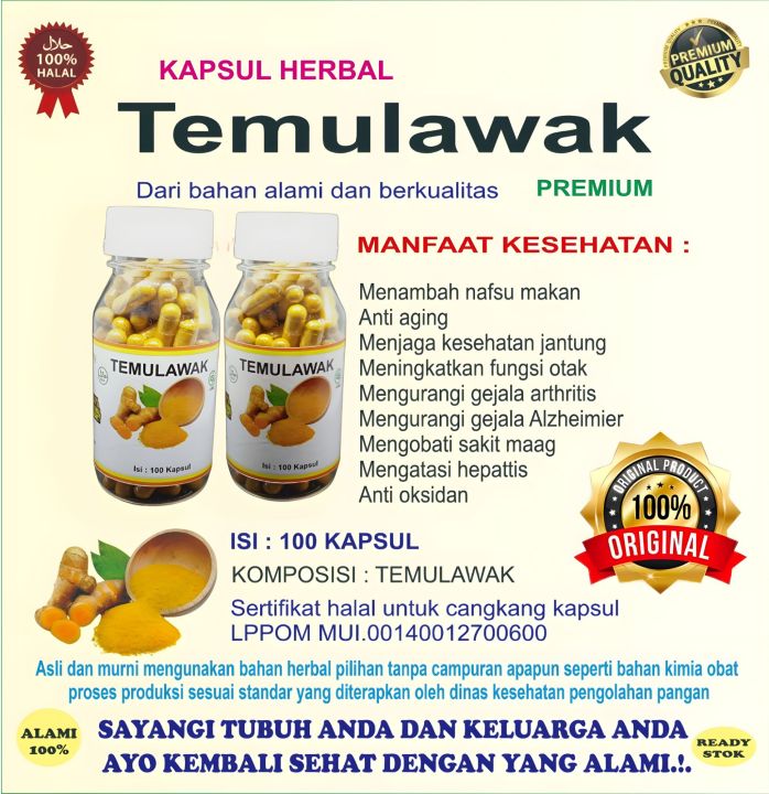 TEMU LAWAK Kapsul Herbal Original isi 100 | Lazada Indonesia
