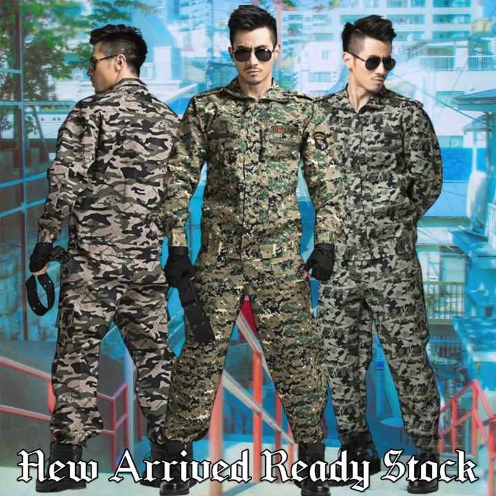 Army camouflage set unisex tactical combat jacket/Baju seluar kerja ...
