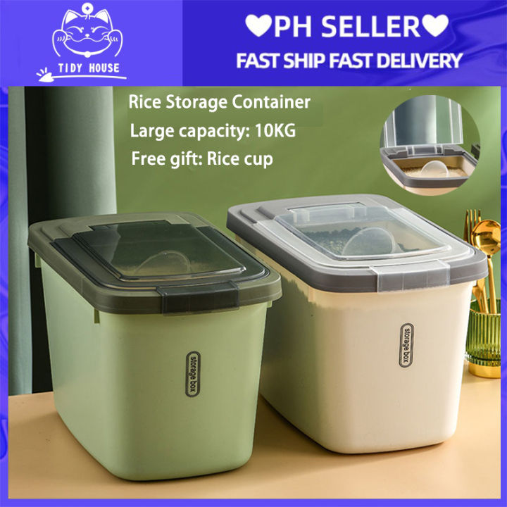 Tidy house 10KG Rice Storage Box Grain Cereal Dispenser Kitchen Rice ...