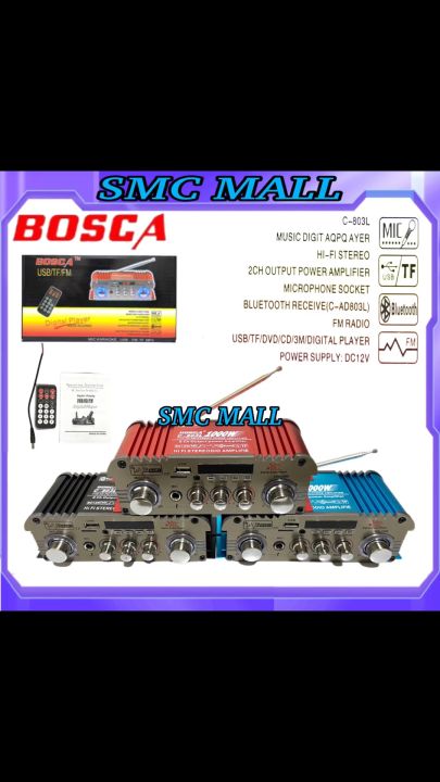Bosca C-803L USB SD FM Stereo Power Amplifier with Microphone Input and ...