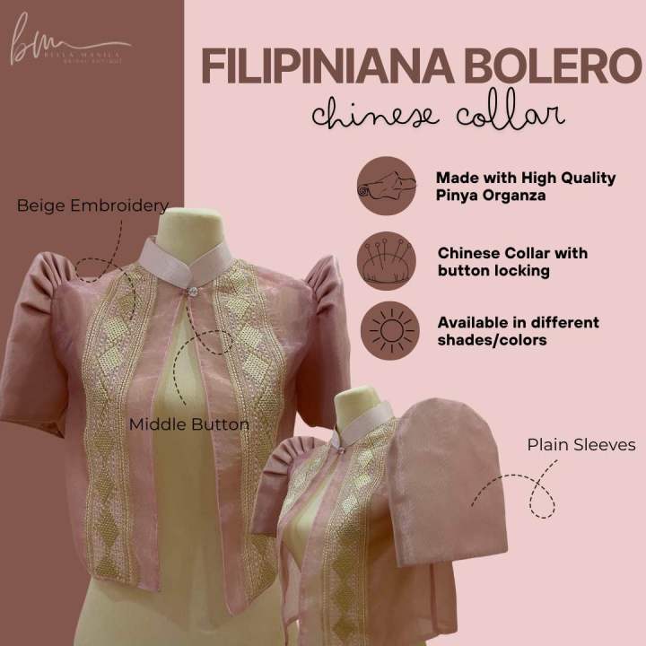 Modern Filipiniana Bolero Chinese Collar (Embroidery) | Lazada PH