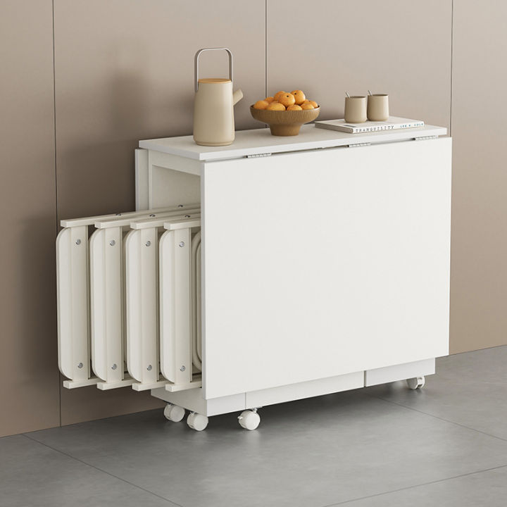 Folding Table Small Apartment Household Movable Dining Table and Chair ...