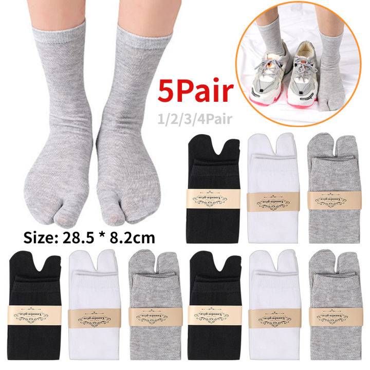 1-5Pair Japanese Style Two Finger Socks Unisex Clog Socks Polyester Toe ...