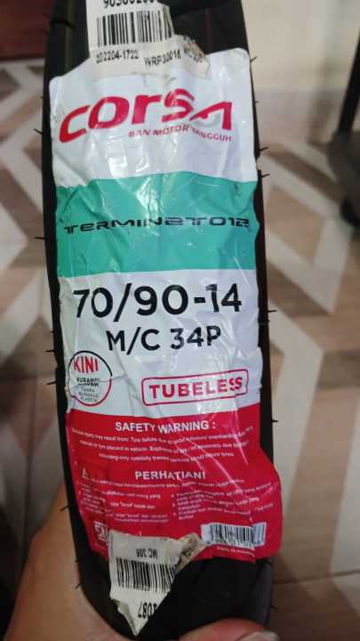 ban luar corsa terminator 70/90-14 tubeless | Lazada Indonesia