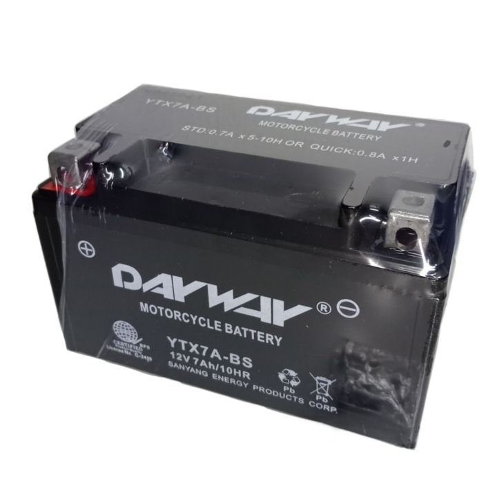 Original Motorcycle Battery Dayway YTX7A-BS Maintenance Free Battery ...