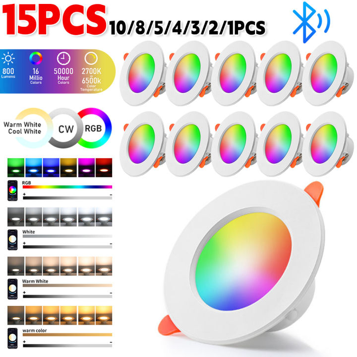 15-1PCS Smart LED Downlight LED Ceiling Recessed Down Light Dimmmable ...