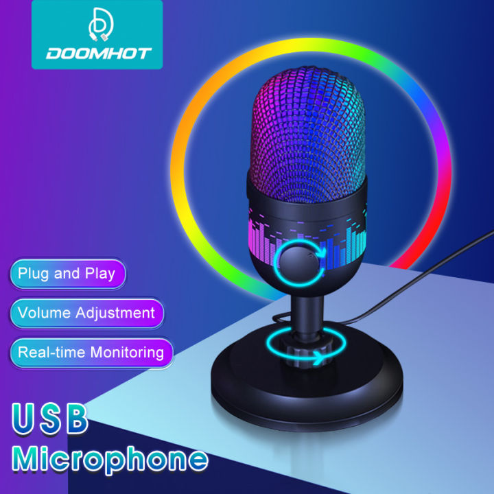 DoomHot USB Microphone Professional RGB Gaming Professional Audio Vocal ...