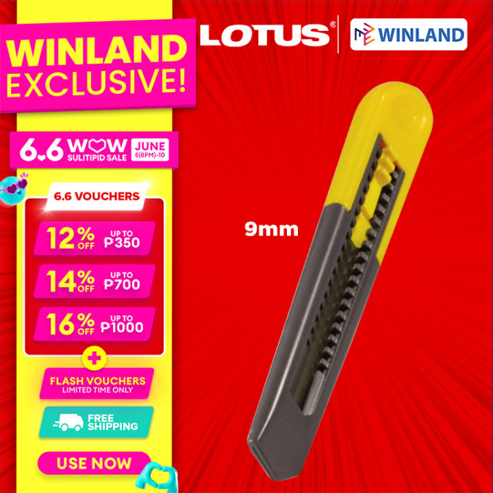 Lotus by Winland Snap-Off Utility Blade Cutter Knife Quick Point 9mm ...