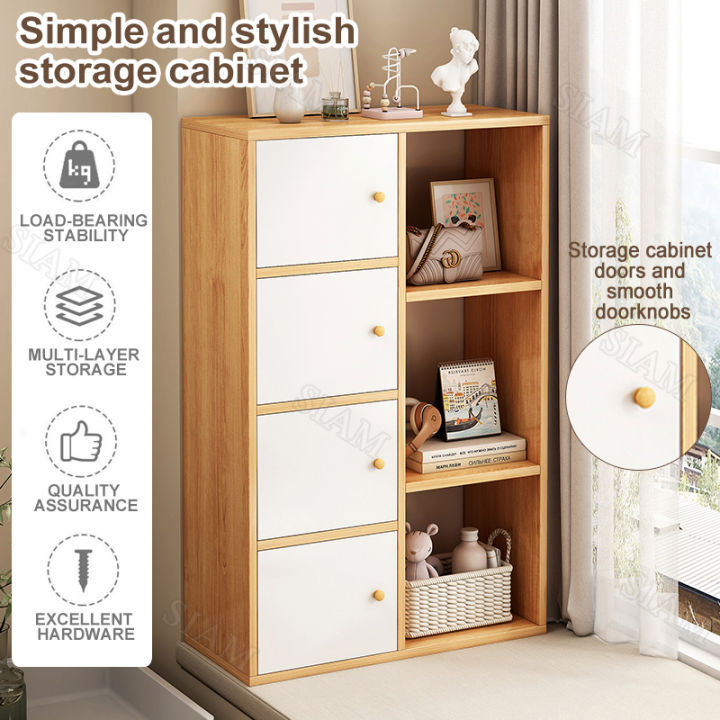 4-layer Cabinet organizer Wood Cabinet Locker with Door Storage Cabinet ...
