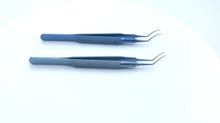 Titanium Utrata Capsulorhexis Forceps Curved Angle 105mm long Tape ...