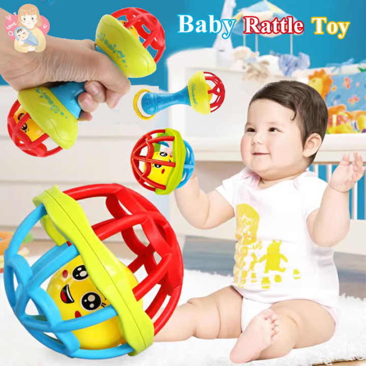 Baby Rattle Toy Rubber Bells Manhattan Ball Grasp Training for 0-1 ...