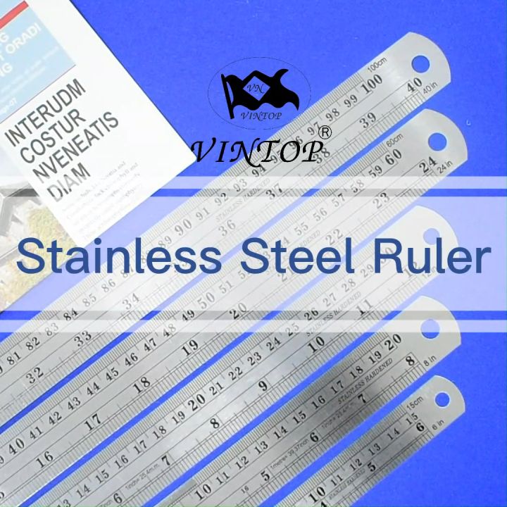 VINTOP ไม้บรรทัดฟุตเหล็ก 6 นิ้ว / 12 นิ้ว / 24 นิ้ว (15 / 20 / 60 ซม.) พร้อมส่ง ของแท้ 100% ไม้ ...