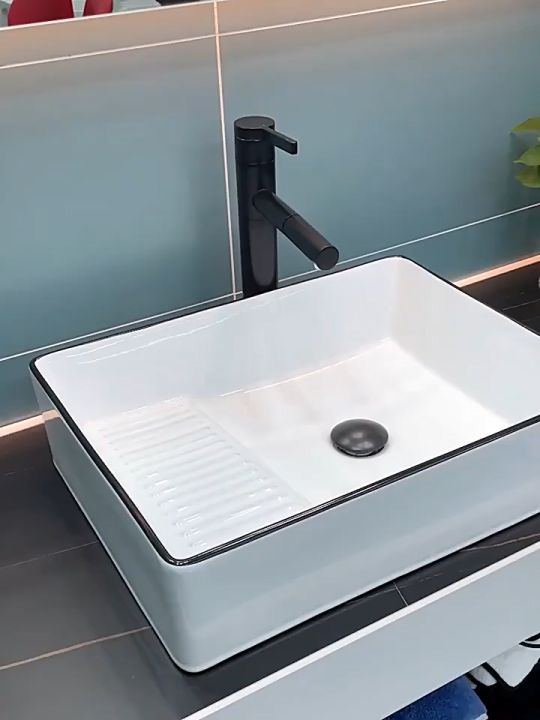 MODUSPACE Household balcony ceramic washing machine table basin with ...