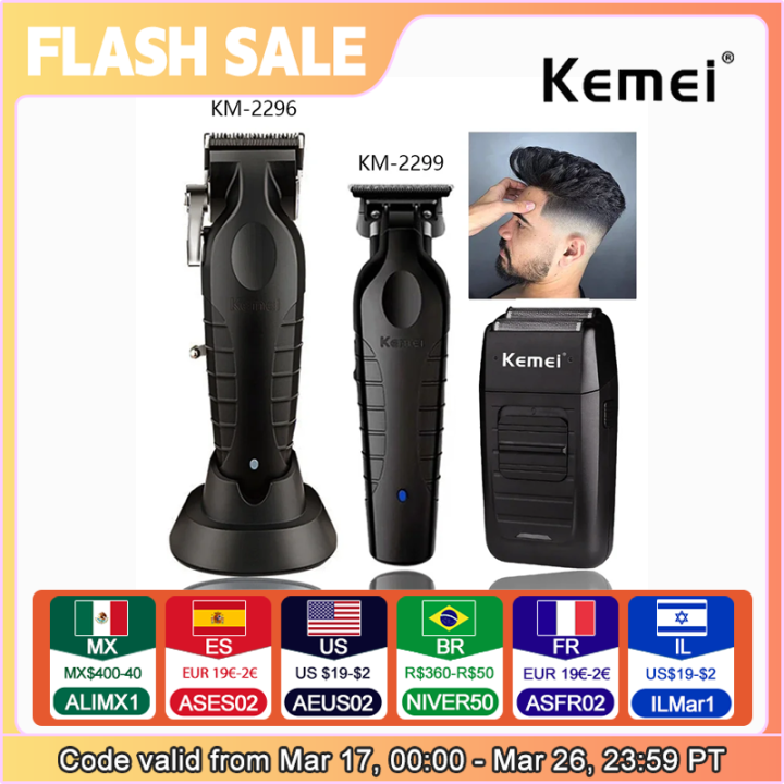 Kemei KM-2296 KM-2299 KM-1102 Professional Hair Clipper Kit Electric Shaver Male Hair Cutting ...