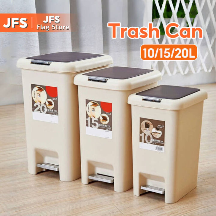 JFS 10L/15L/20L Multi -specification Foot Pedal Press Type Trash Can with Cover Wastebasket ...