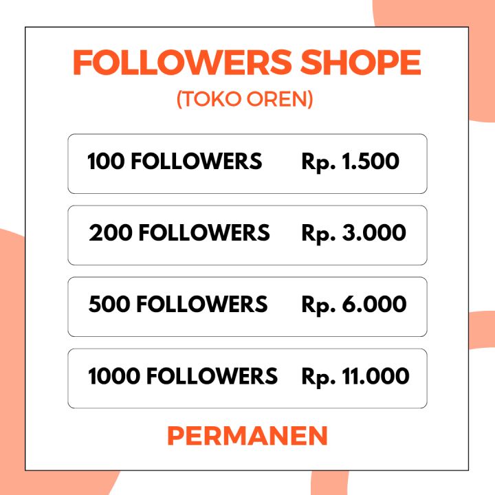 Followers SHOPE TOKO OREN Permanen | Lazada Indonesia
