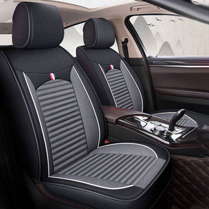 Linen Car seat cover for the whole car five-seater car seat protective ...