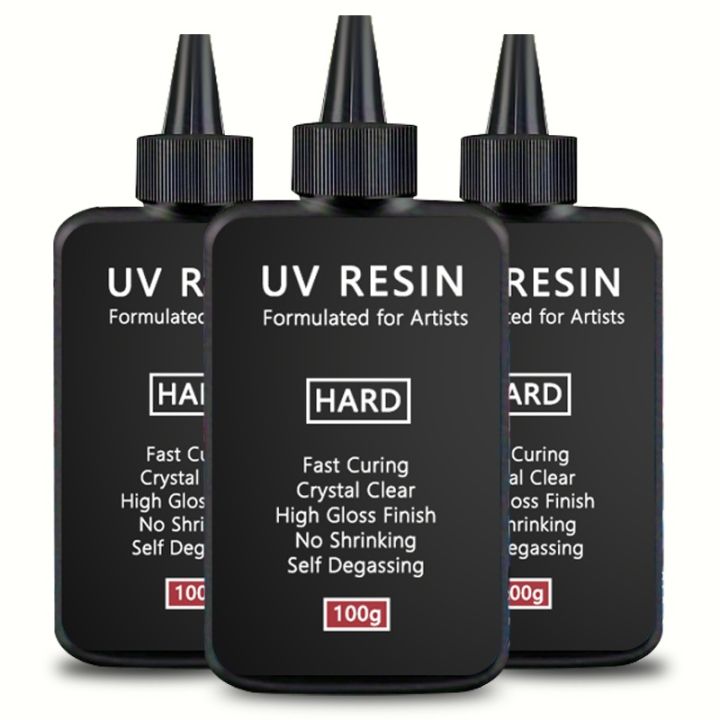 UV Resin 100g - Upgraded Hard Type Crystal Clear Ultraviolet Curing UV Epoxy Resin for Craft ...