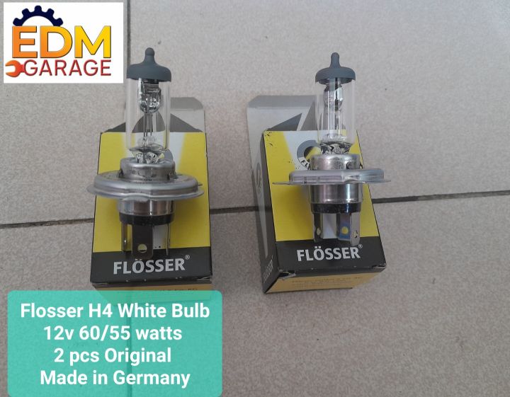 Flosser H4 White Bulb 12v 60/55 watts 2 pcs Original Made in Germany ...
