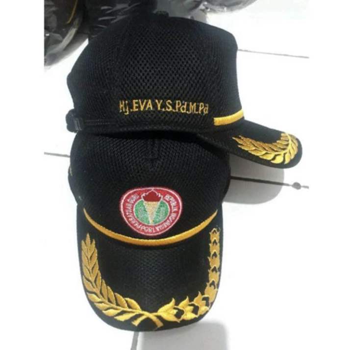 Topi Korpri lis PGRI Kuning Padi Kapas Bordir Nama Suka-Suka / Topi ...