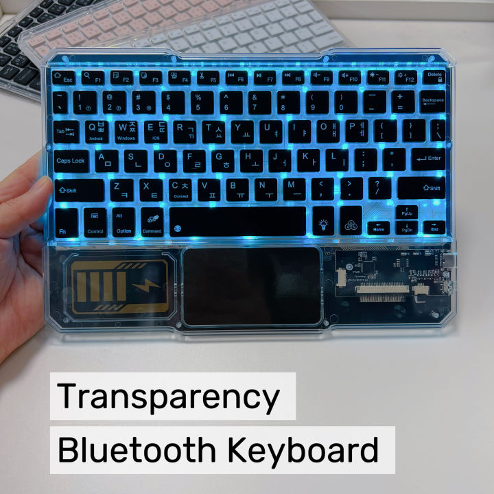 Transparency led rgb Rechargeable Blue-toothWireless Keyboard Korean ...