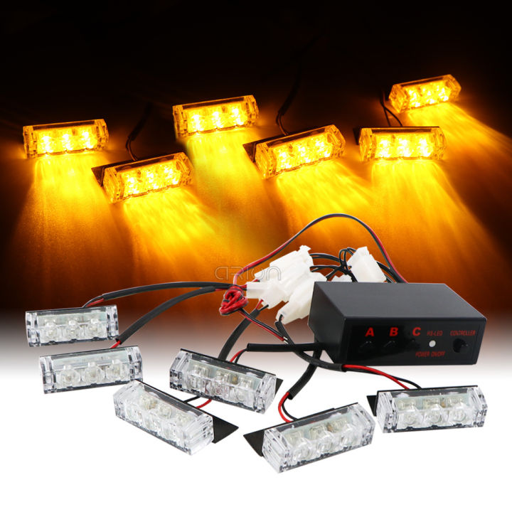 กระจังหน้ารถ12V 4X3 LED ไฟแฟลชรถยนต์ไฟกะพริบ LED ขนาดเล็กสำหรับวิ่ง ...