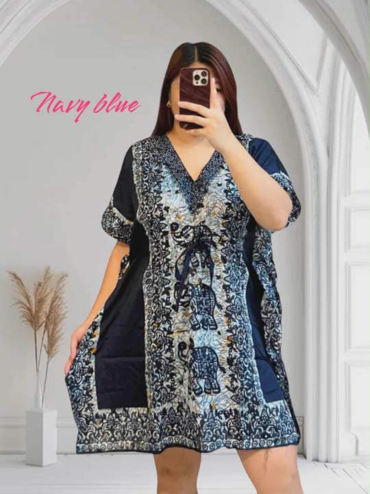 (RANDOM )Mini kaftan boho coverrup daster dress V-Neck Free size Fit ...